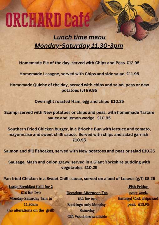 Café Sample Menus - Orchard Café - Welland Vale Garden Inspirations ...