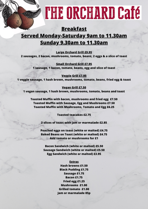 Café Sample Menus - Orchard Café - Welland Vale Garden Inspirations ...